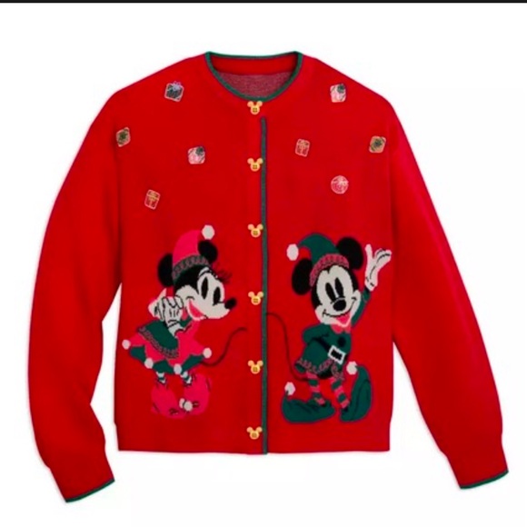 Disney | Sweaters | Nwt Disney Mickey And Minnie Mouse Holiday Cardigan ...